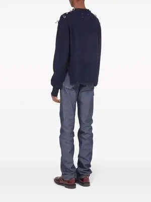 MAISON MARGIELA Cut-out Intarsia-knit Jumper - Blue