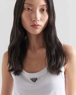 Prada Jersey Cropped Top - White