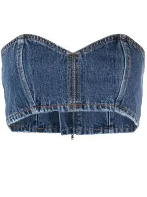 MONOT Denim Bandeau Top