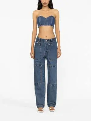 MONOT Denim Bandeau Top