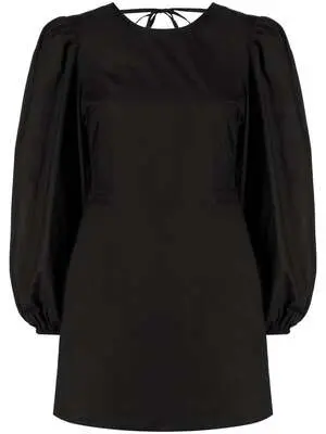 GANNI Open-back Organic Cotton Minidress - Black
