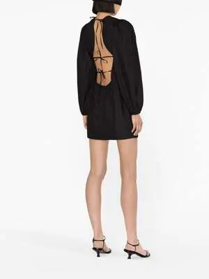 GANNI Open-back Organic Cotton Minidress - Black