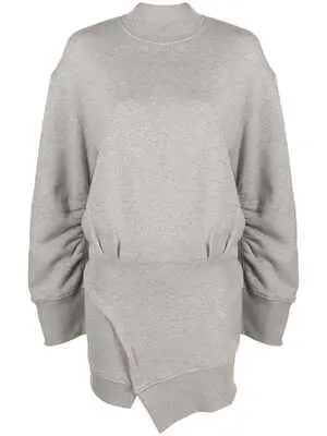 Attico Gathered-sleeve Sweatshirt Mini Dress - Grey