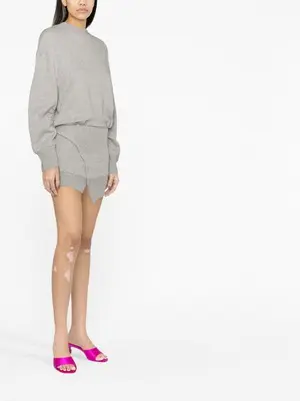 Attico Gathered-sleeve Sweatshirt Mini Dress - Grey
