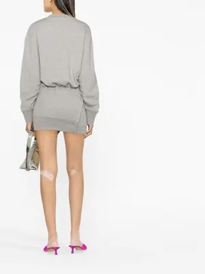 Attico Gathered-sleeve Sweatshirt Mini Dress - Grey