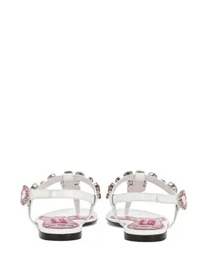 Dolce & Gabbana Majolica-print Crystal-embellished Sandals - White