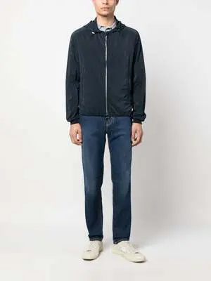 MOORER Zip-up Hooded Jacket - Blue