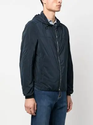 MOORER Zip-up Hooded Jacket - Blue