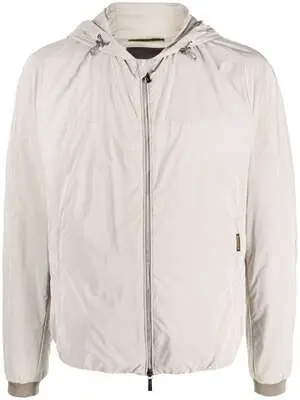 MOORER Logo-tag Zip-up Jacket - Neutrals