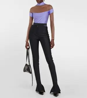 MUGLER Paneled Tulle Bodysuit