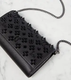 CHRISTIAN LOUBOUTIN Paloma Embellished Leather Wallet On Chain