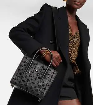 CHRISTIAN LOUBOUTIN Paloma Mini Embellished Leather Tote - Black