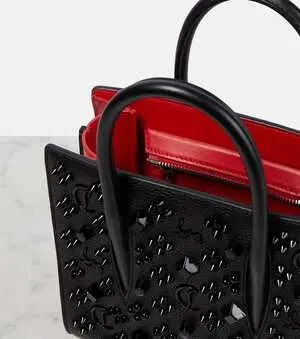 CHRISTIAN LOUBOUTIN Paloma Mini Embellished Leather Tote - Black
