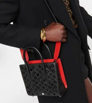 CHRISTIAN LOUBOUTIN Paloma Mini Embellished Leather Tote - Black