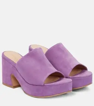 GIANVITO ROSSI Suede Platform Mules - Purple