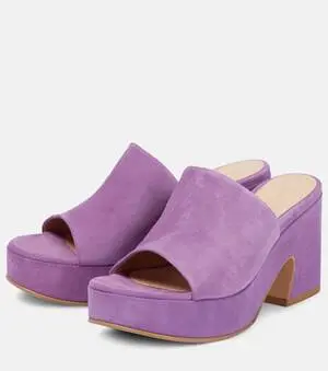 GIANVITO ROSSI Suede Platform Mules - Purple