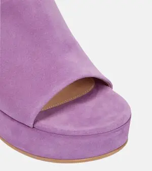 GIANVITO ROSSI Suede Platform Mules - Purple