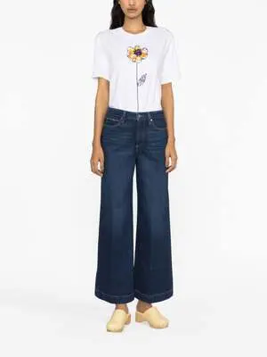 Paige Wide-leg Cropped Jeans - Blue