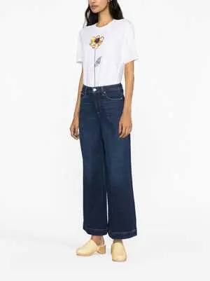 Paige Wide-leg Cropped Jeans - Blue