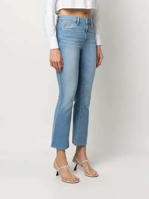 Paige Logo Patch Flared Jeans - Blue