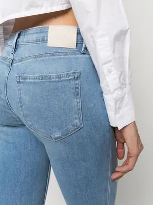 Paige Logo Patch Flared Jeans - Blue