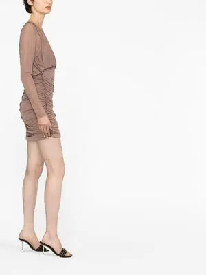 Saint Laurent V-neck Draped Mini Dress - Pink