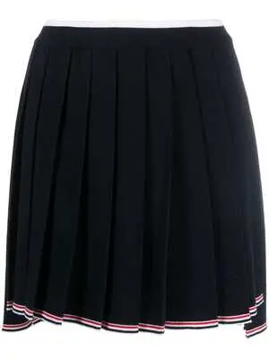 Thom Browne Full Needle Knitted Pleated Skirt - Blue