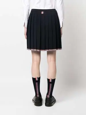 Thom Browne Full Needle Knitted Pleated Skirt - Blue