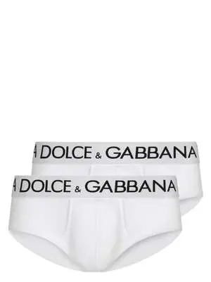 Dolce & Gabbana Two-pack Logo-print Cotton Briefs - White