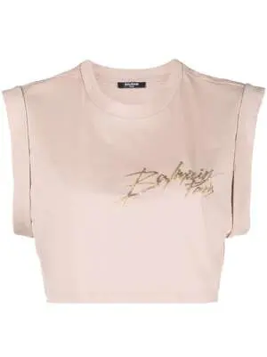 Balmain Logo-print Cotton Crop Top