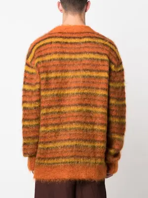 Marni Striped V-neck Cardigan - Orange