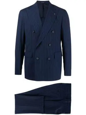 Tagliatore Pinstripe Double-breasted Two-piece Suit - Blue