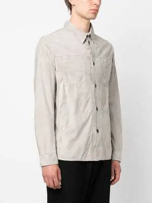 MOORER Long-sleeve Leather Overshirt