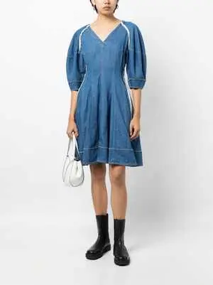 3.1 Phillip Lim Contrast-stitching V-neck Dress