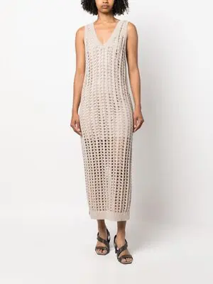 Brunello Cucinelli Dazzling Net-knit Maxi Dress