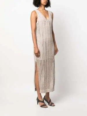 Brunello Cucinelli Dazzling Net-knit Maxi Dress