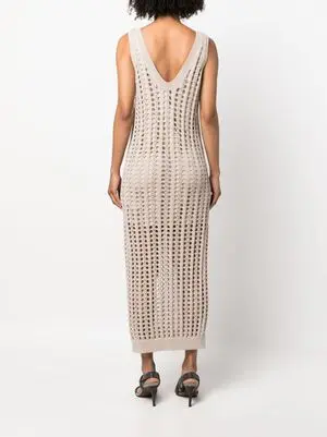 Brunello Cucinelli Dazzling Net-knit Maxi Dress