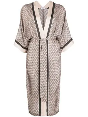 Brunello Cucinelli Geometric-print Silk Wrap Coat