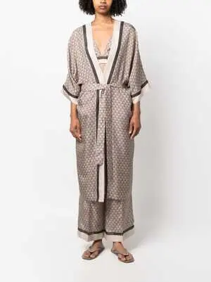 Brunello Cucinelli Geometric-print Silk Wrap Coat