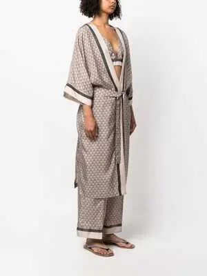 Brunello Cucinelli Geometric-print Silk Wrap Coat