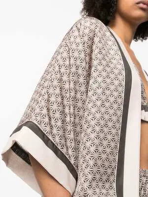 Brunello Cucinelli Geometric-print Silk Wrap Coat