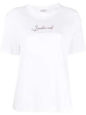 Brunello Cucinelli Slogan-print Cotton T-shirt - White