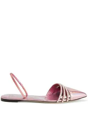 GIUSEPPE ZANOTTI Claralie Rhinestone-embellished Flat Pumps - Pink