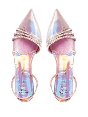 GIUSEPPE ZANOTTI Claralie Rhinestone-embellished Flat Pumps - Pink