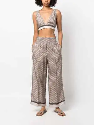 Brunello Cucinelli Printed Cropped Wide-leg Trousers