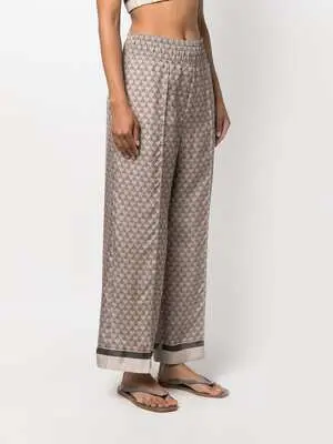 Brunello Cucinelli Printed Cropped Wide-leg Trousers