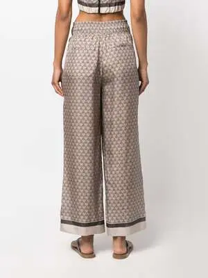 Brunello Cucinelli Printed Cropped Wide-leg Trousers