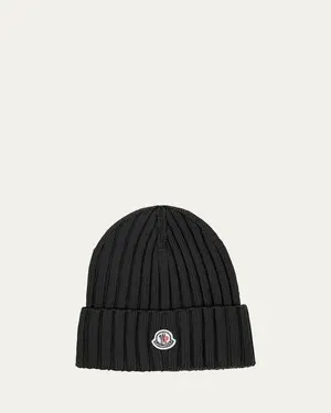 Moncler Moncler Ribbed Wool Beanie - Black