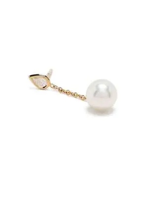Mizuki 14kt Yellow Diamond And Pearl Drop Earring