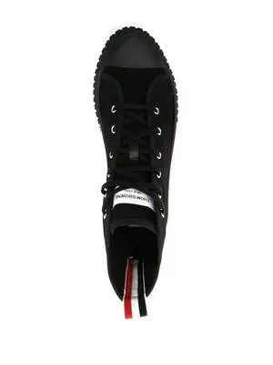 Thom Browne Rwb Stripe High-top Sneakers - Black